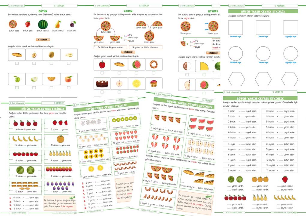 2. Sınıf Matematik Kesirler (Bütün-Yarım-Çeyrek) | Ercan Akmercan 2. Sınıf Matematik Kesirler (Bütün-Yarım-Çeyrek) | Ercan Akmercan