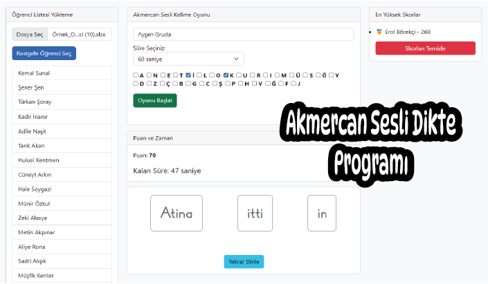Akmercan Sesli Kelime Oyunu | Ercan Akmercan